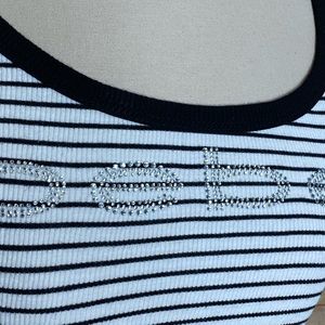 bebe | Tops | Bebe Rhinestone Top Black White Large | Poshmark